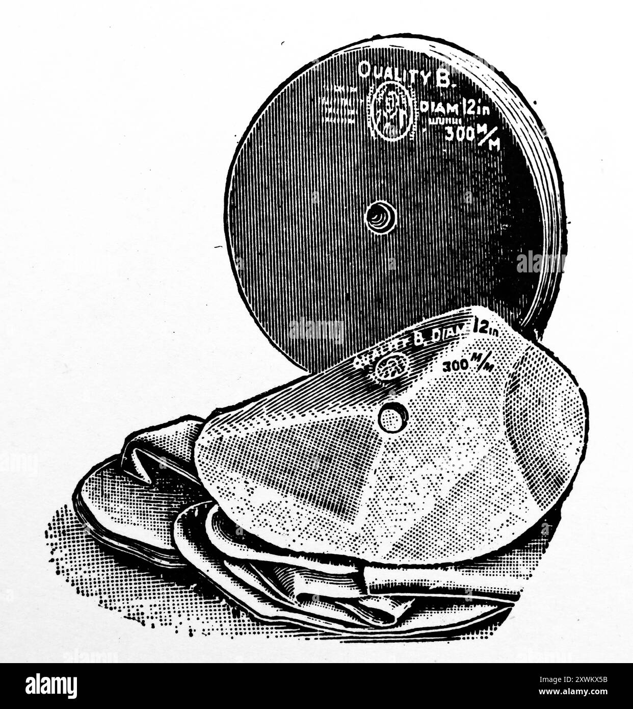 Calico (Manchester, England) discs for polishing bobs. This photograph ...