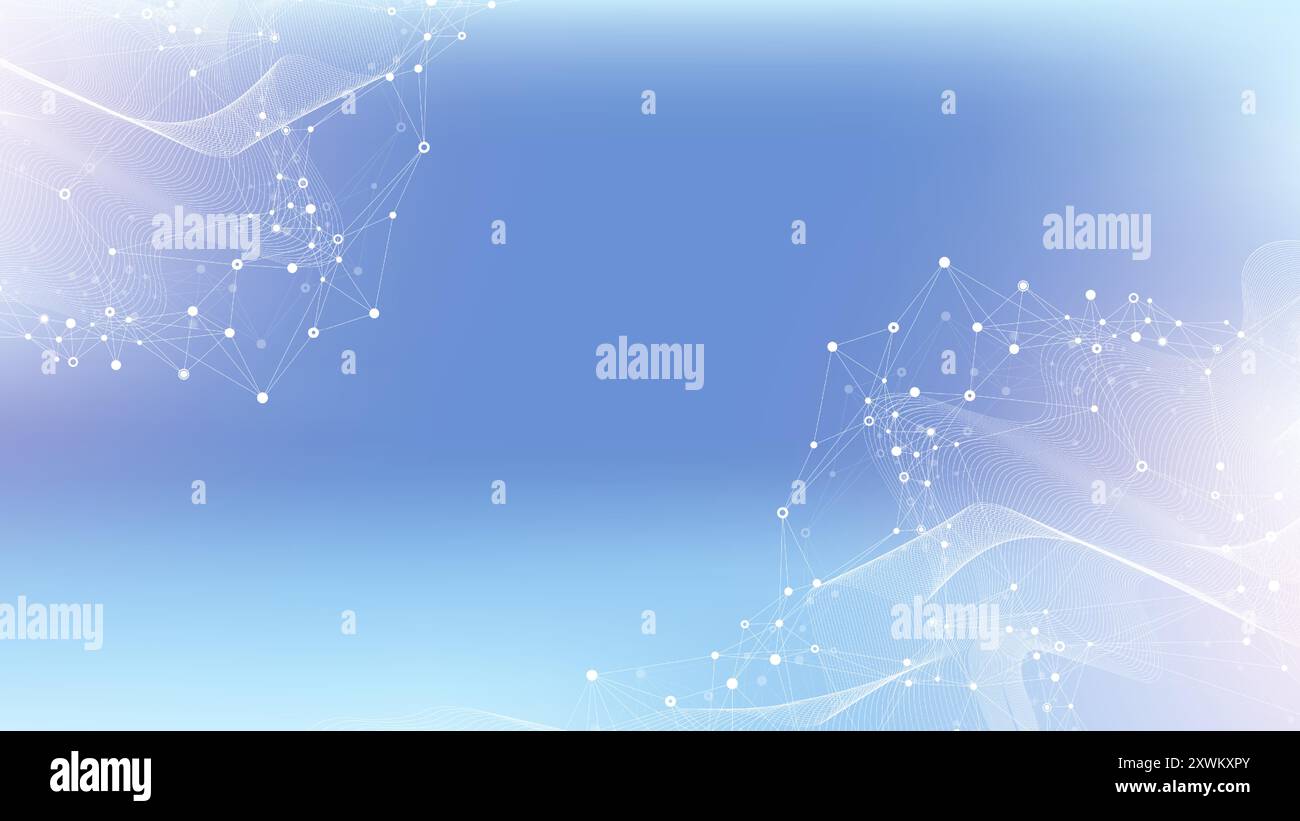 Abstract tech network connection dots. Digital technology and big data analysis background ...