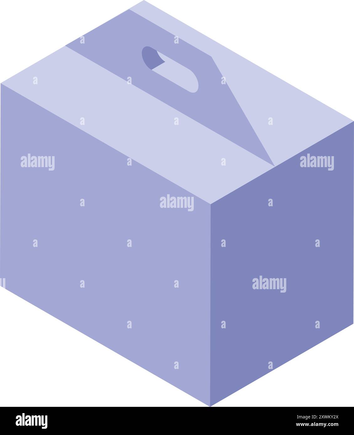 Light blue cardboard box with handle isometric view isolated on white ...