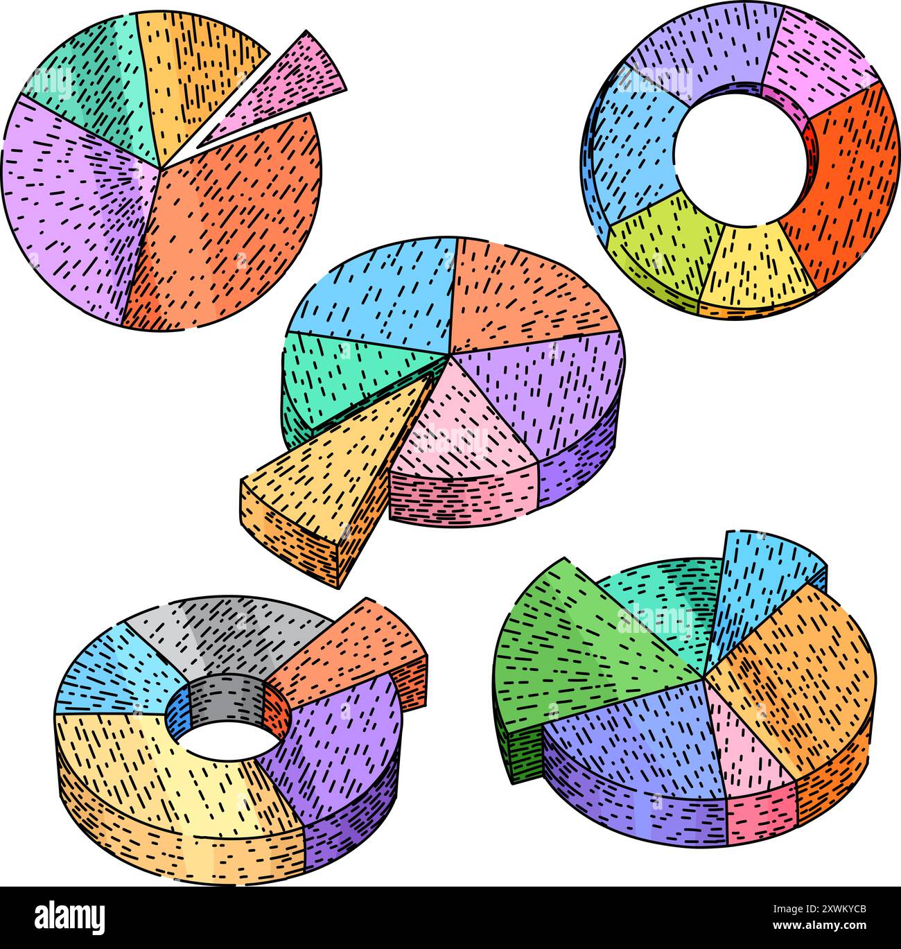 pie chart set sketch hand drawn vector Stock Vector Image & Art - Alamy