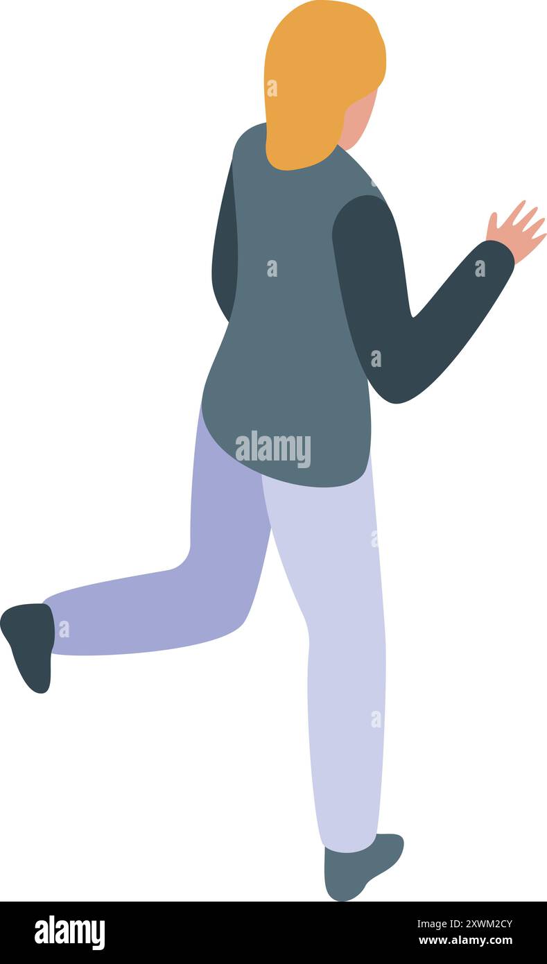 Isometric young woman running away, back view Stock Vector Image & Art ...