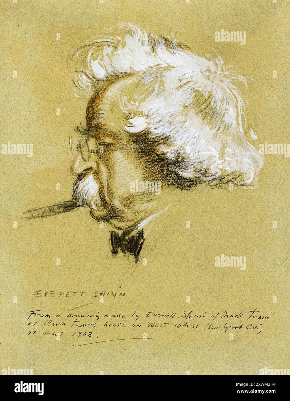 Mark Twain (1835-1910), portrait painting by Everett Shinn, 1903 Stock ...