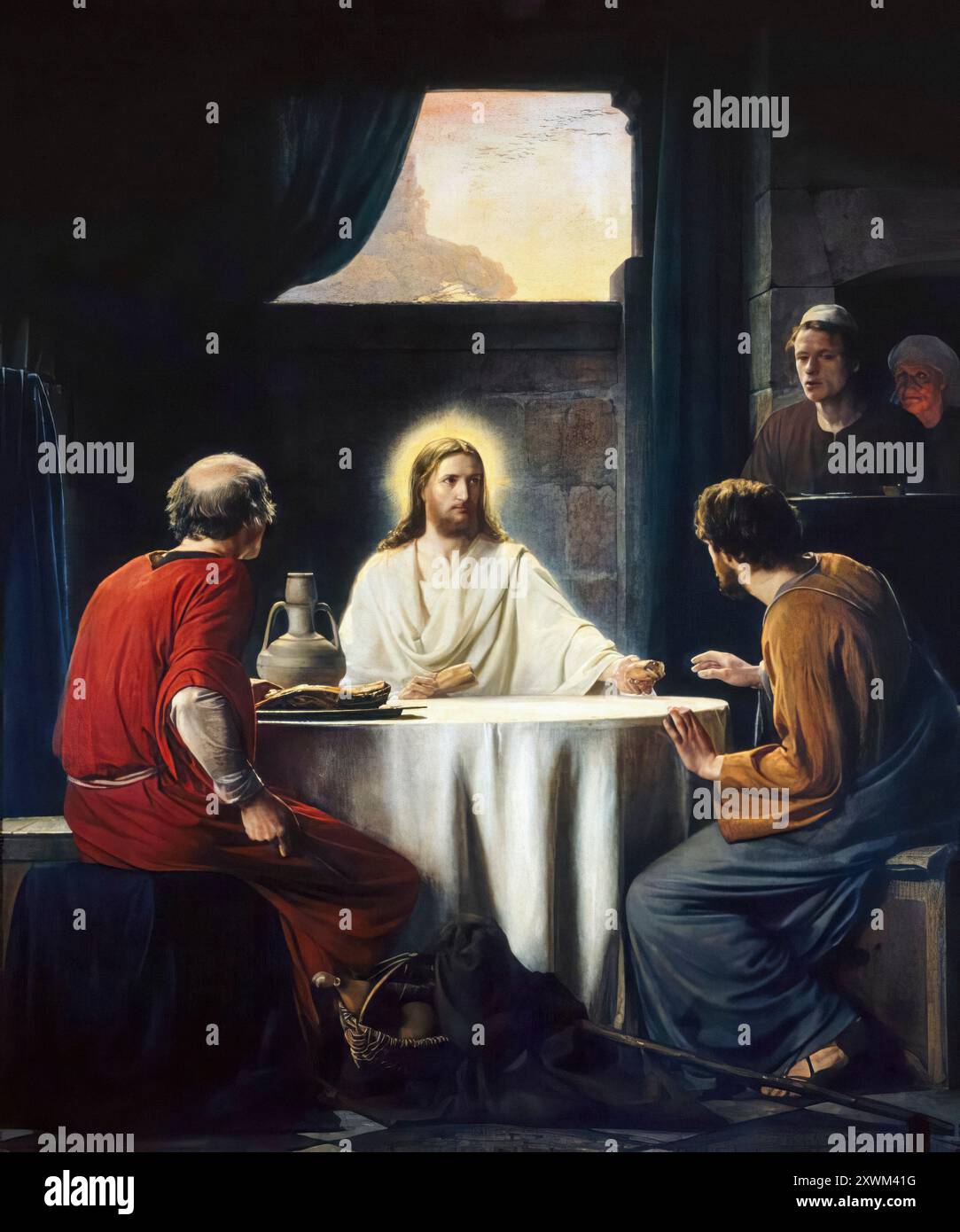 Carl Bloch, Supper at Emmaus, painting before 1890 Stock Photo - Alamy