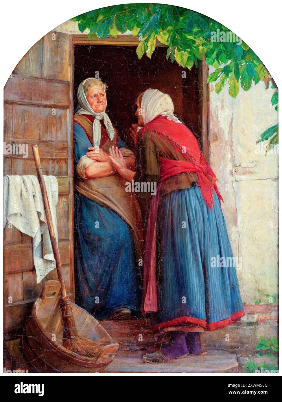 Carl Bloch, Two women talking, painting 1874 Stock Photo - Alamy