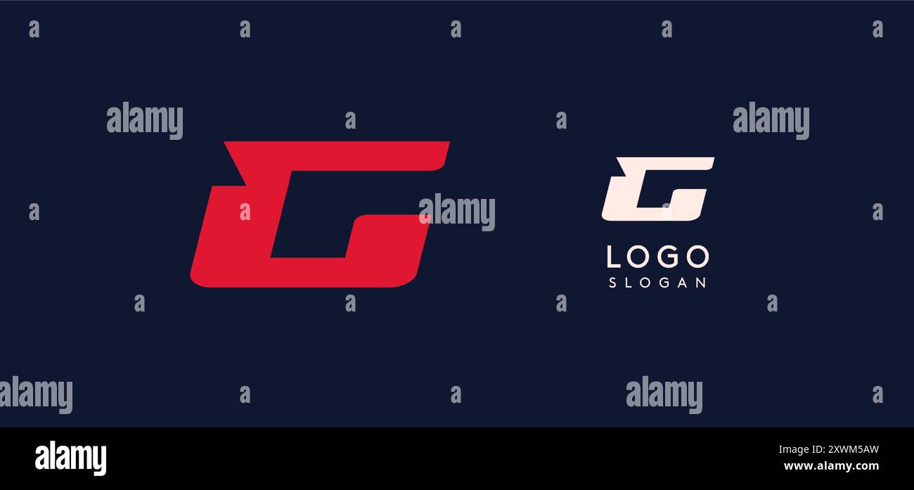 Wide bold red letter G, modern dynamic logo for business identity of ...