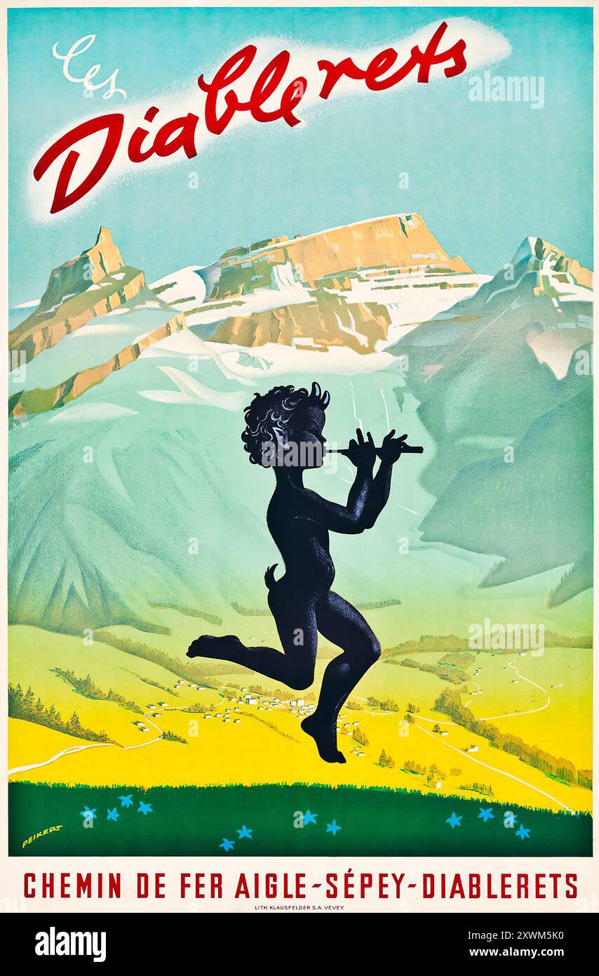 LES DIABLERETS - Travel poster by Martin Peikert - Schweiz, Suisse ...