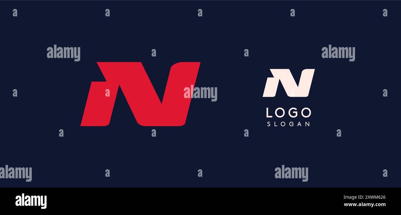 Wide bold red letter N, modern dynamic logo for business identity of ...