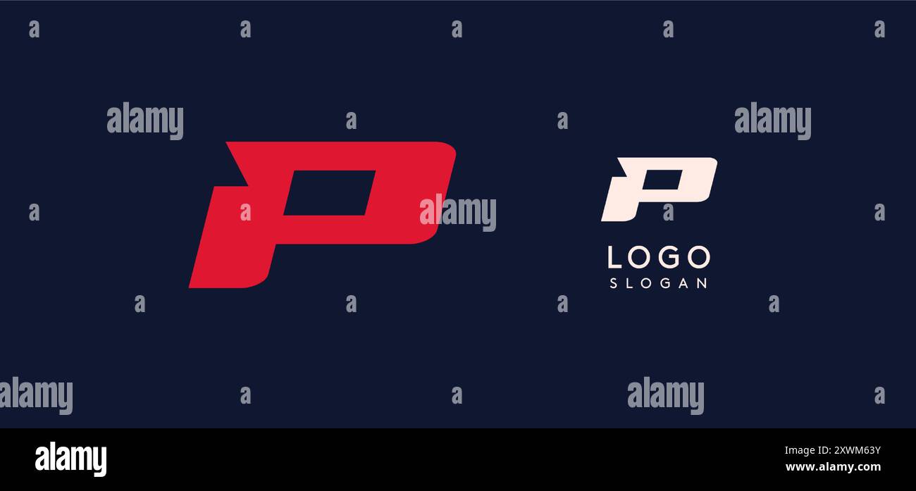 Wide bold red letter P, modern dynamic logo for business identity of ...