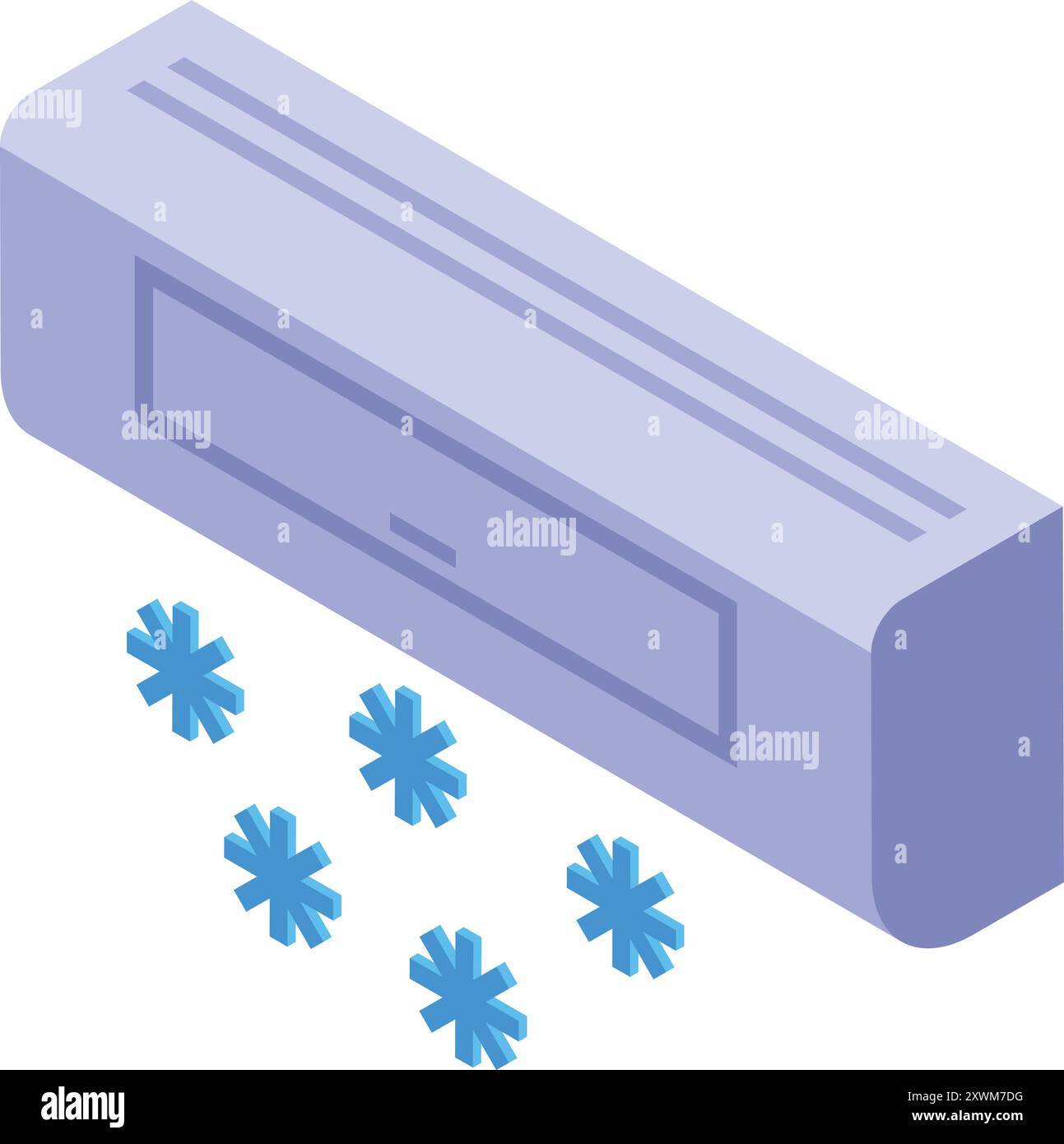 Air conditioner blowing cool air with snowflakes coming out, isometric ...