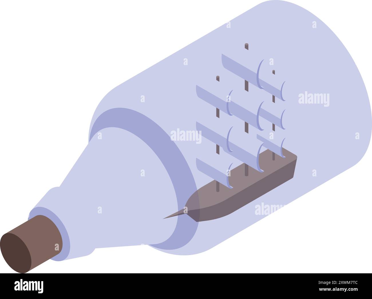 Old ship is sailing inside a glass bottle with cork stopper Stock ...