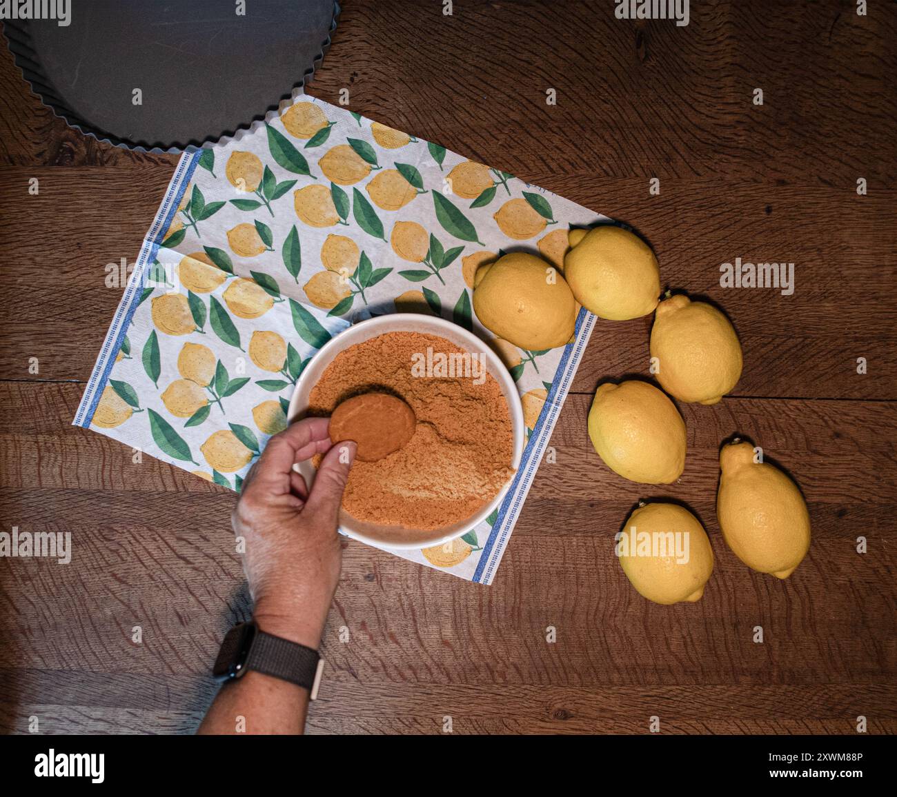 cheese cake mixing ingredients lemon biscuit pin bowl cream mascapone ...