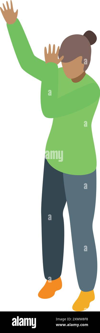 Shy embarrassed young female hiding Cut Out Stock Images & Pictures - Alamy