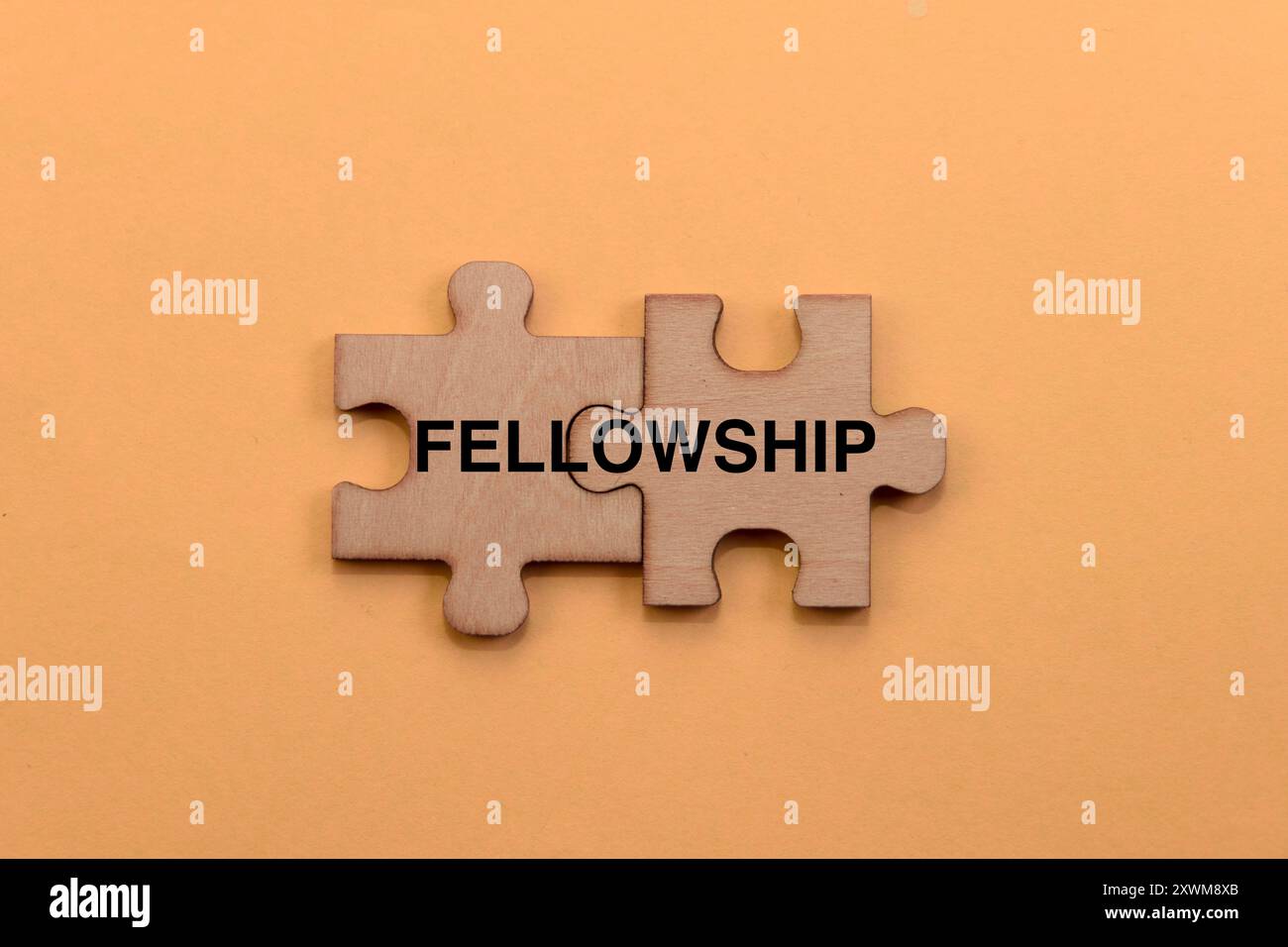Two puzzle pieces connect to complete the word "Fellowship ...