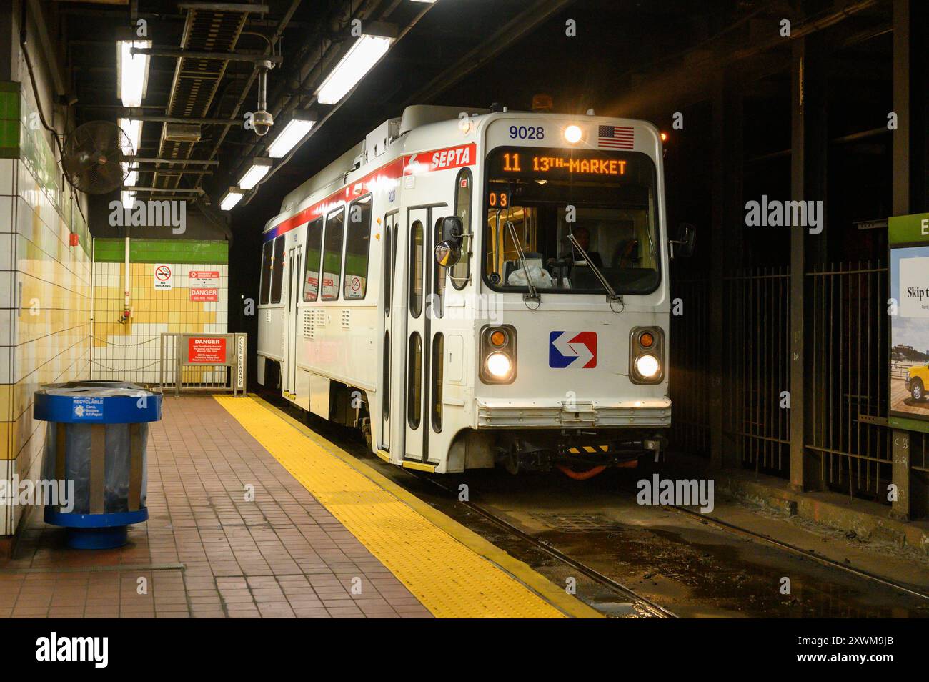 SEPTA trolley in Philadelphia approaching 22nd street station Stock ...