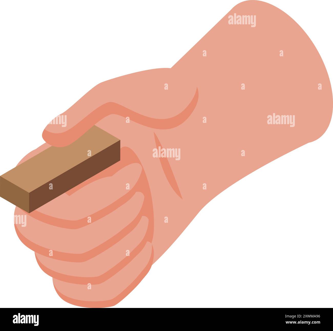 Construction worker is holding a wooden plank in this isometric ...