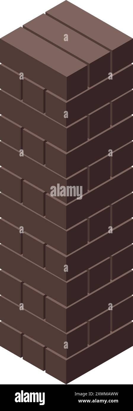 Tall brick column is standing up on a plain white background Stock ...