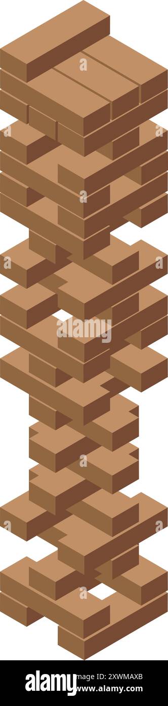 Tall tower of rectangular wooden blocks is balancing carefully Stock ...