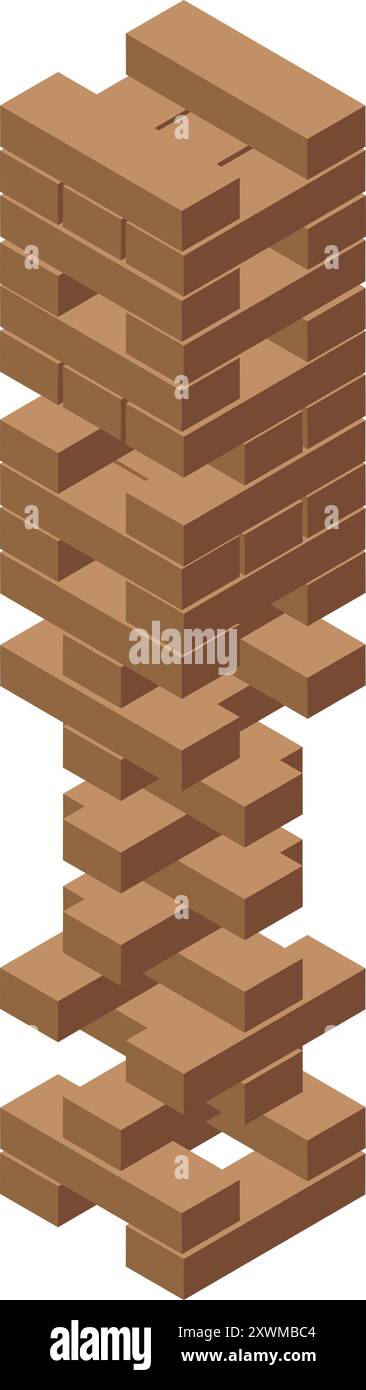 Tall tower of rectangular blocks is wobbling precariously, suggesting ...