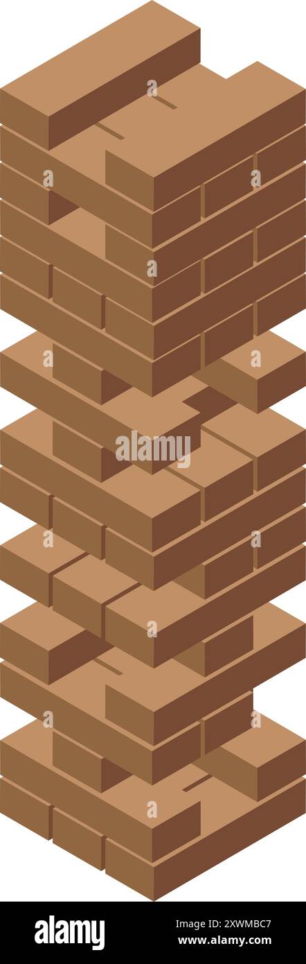 Tower of wooden blocks is balancing precariously hi-res stock ...