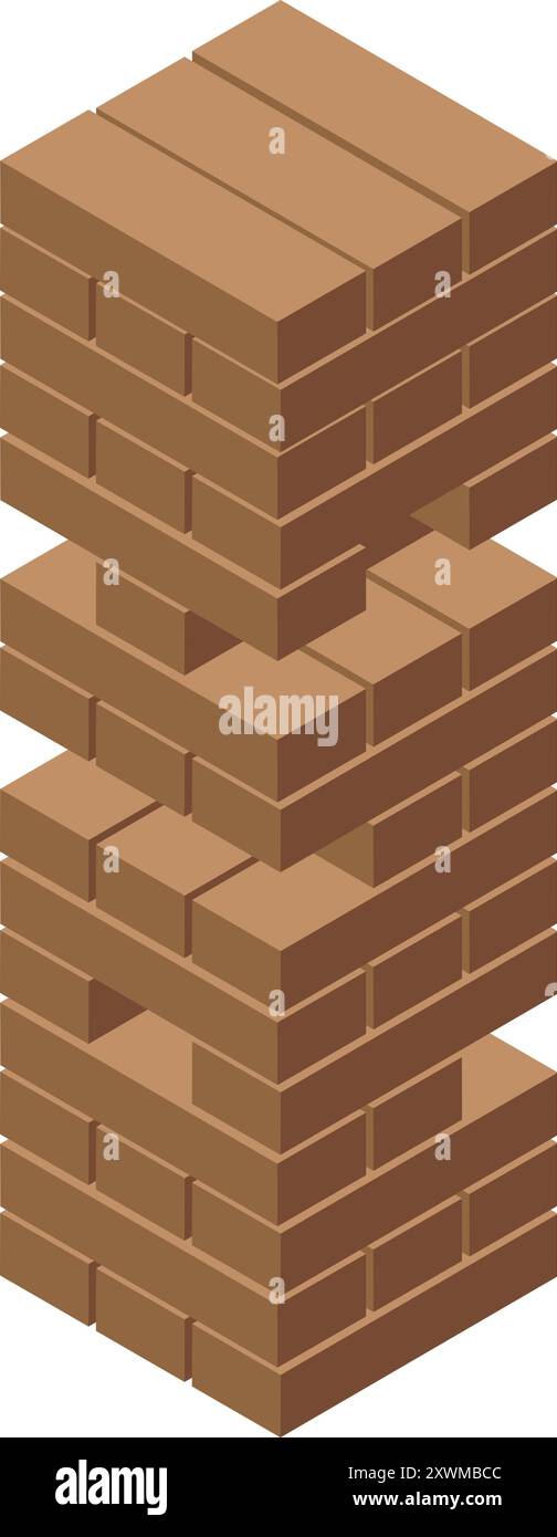 Tall tower of wooden blocks is balancing precariously, with some blocks ...