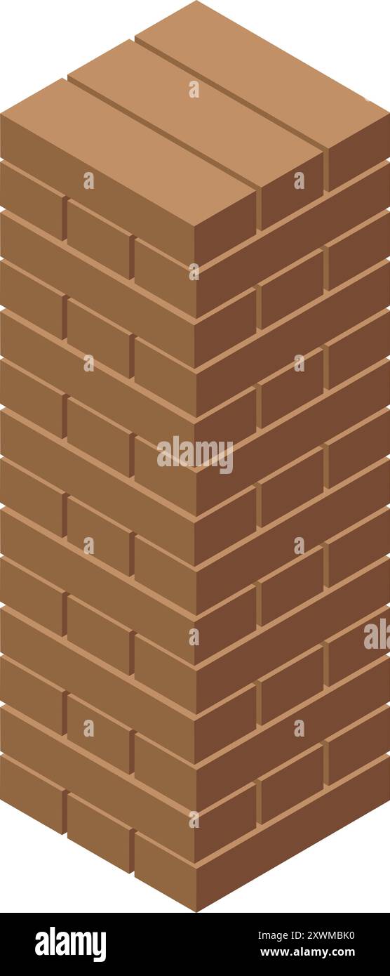 Isometric tall brick column standing on white background Stock Vector ...