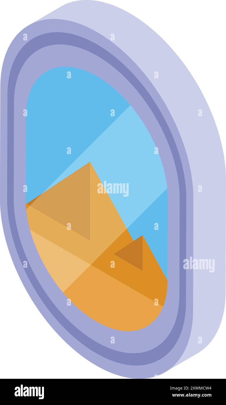 Illustration of an airplane window showing the pyramids of giza in ...