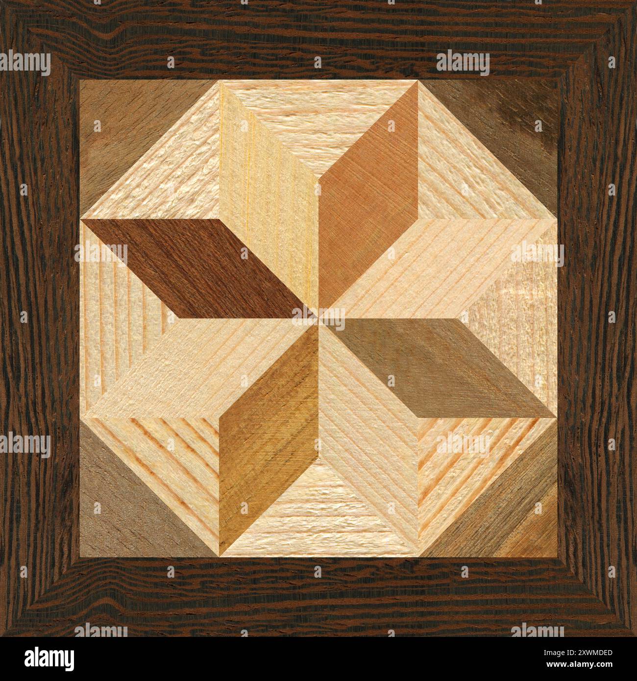 Wooden marquetry, patterns created from the combination of different ...