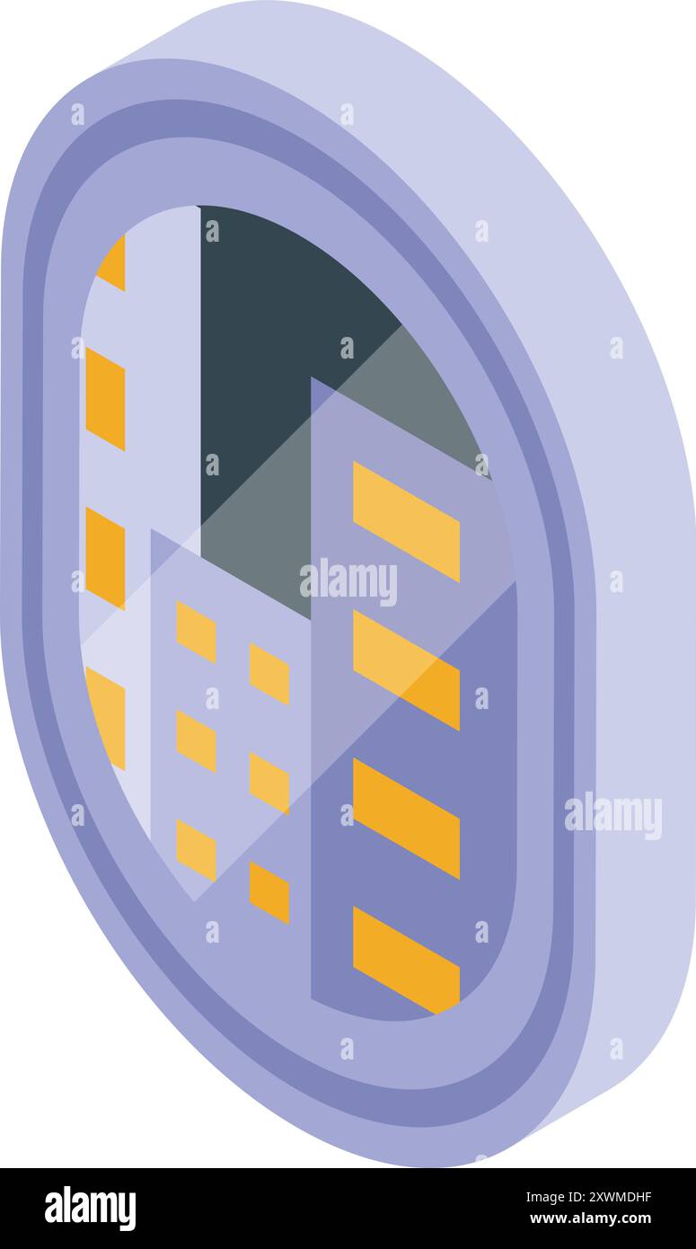 Isometric city inside a shield protecting buildings representing urban ...