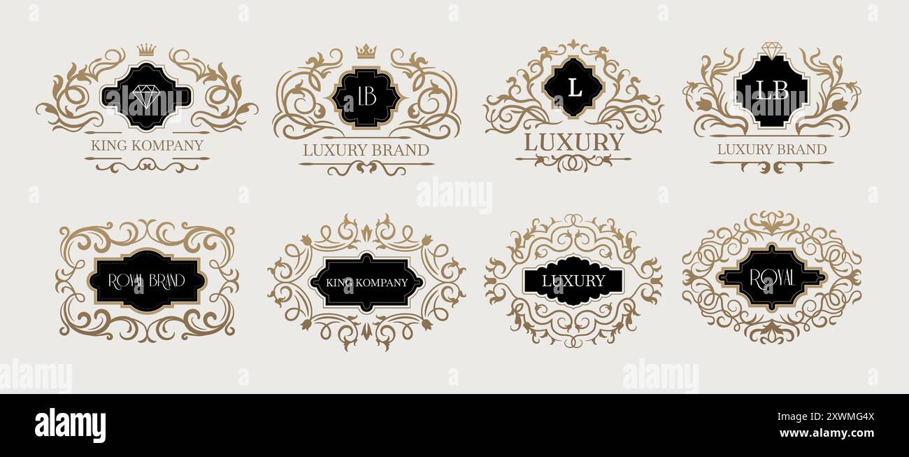 Luxury labels. Ornate decorative style premium badges set for luxury ...