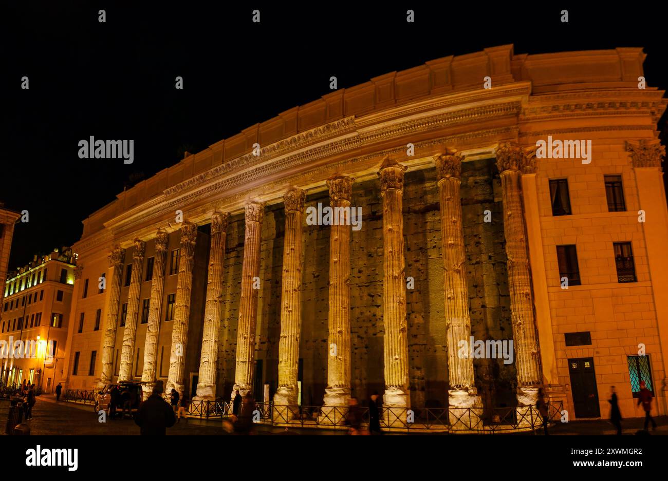 Panorama of the preserved colonnade of ancient Temple of Hadrian, Rome ...