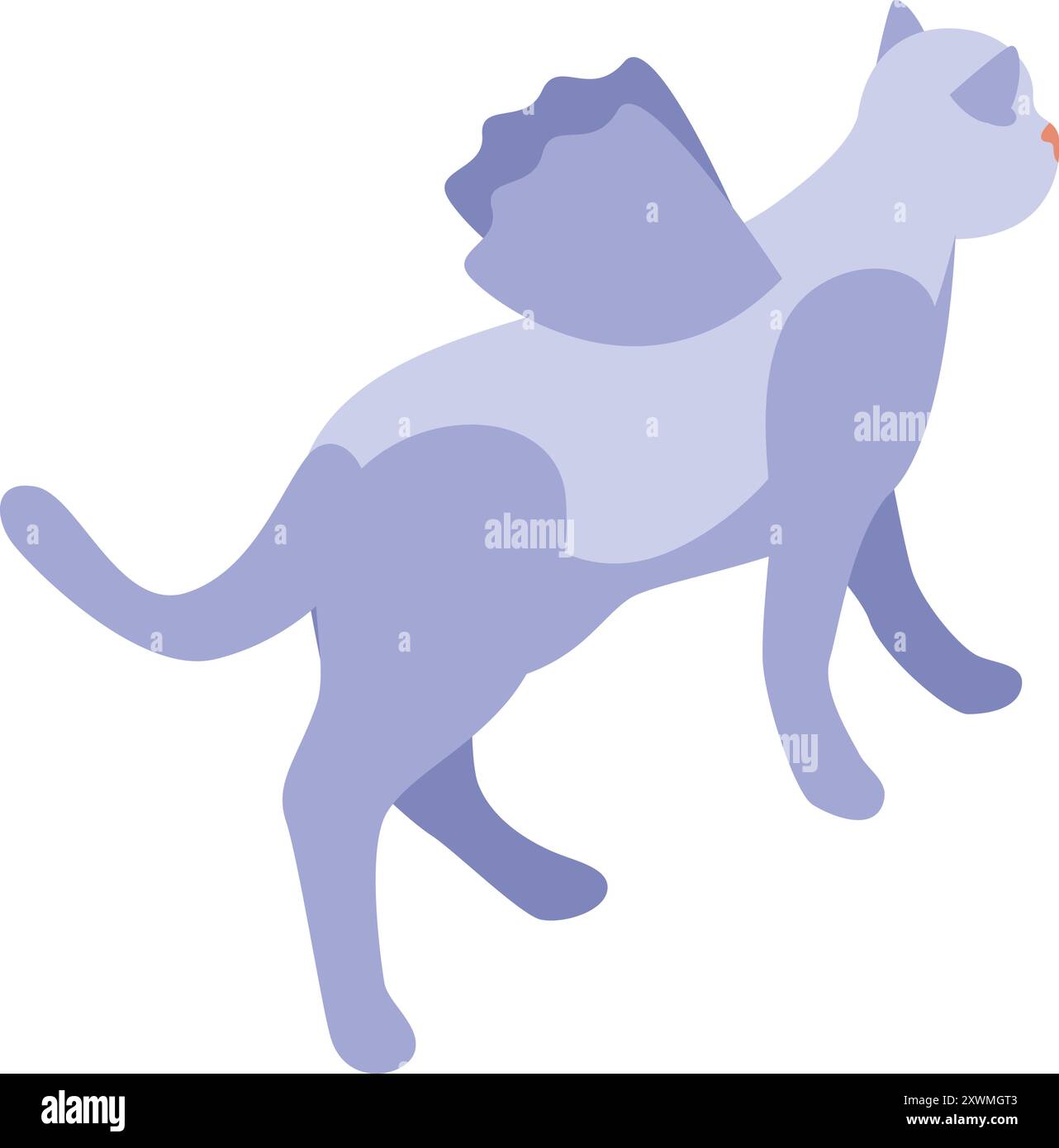 Blue furry winged cat walking in isometric view Stock Vector Image ...