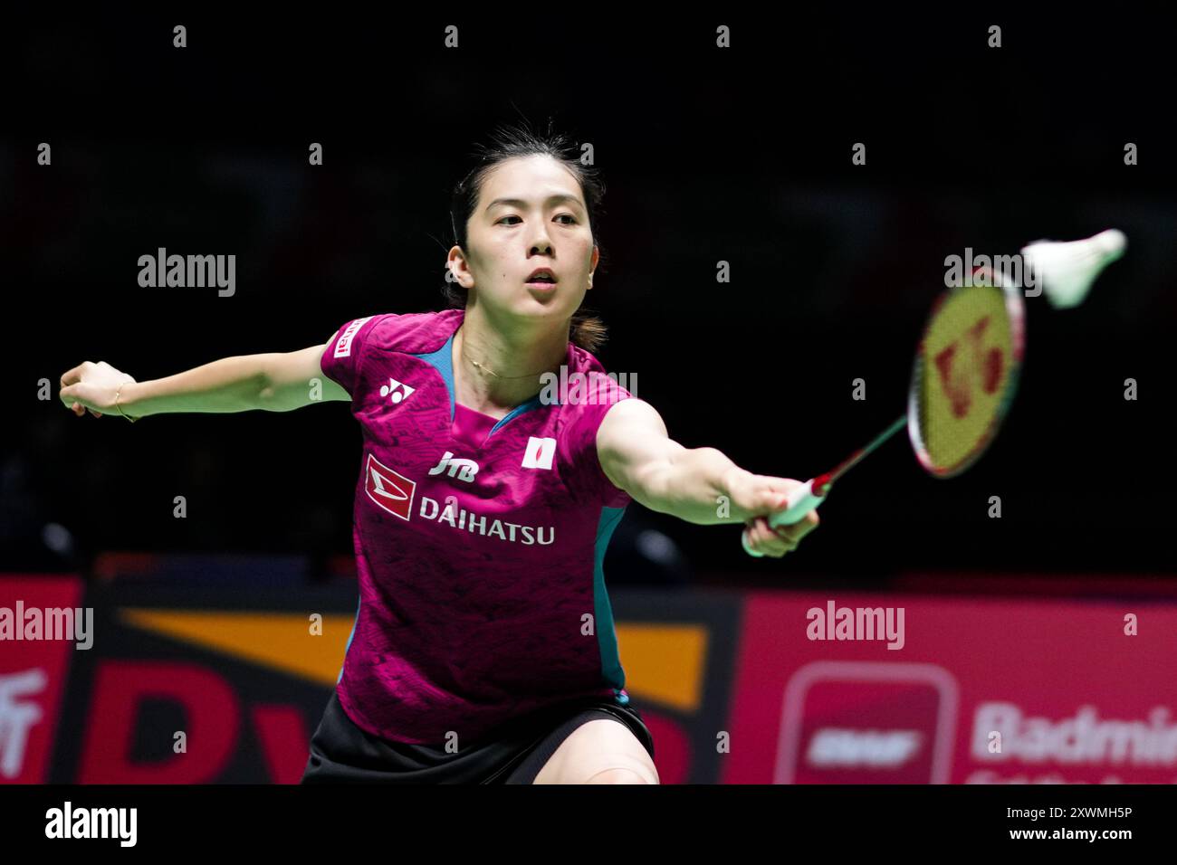 Yokohama, Japan. 20th Aug, 2024. Ohori Aya of Japan hits a return to Pai Yu Po of Chinese Taipei ...