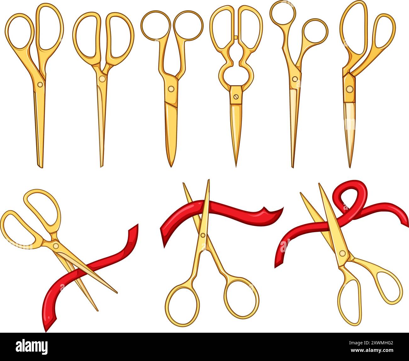 gold scissor set cartoon vector illustration Stock Vector Image & Art ...