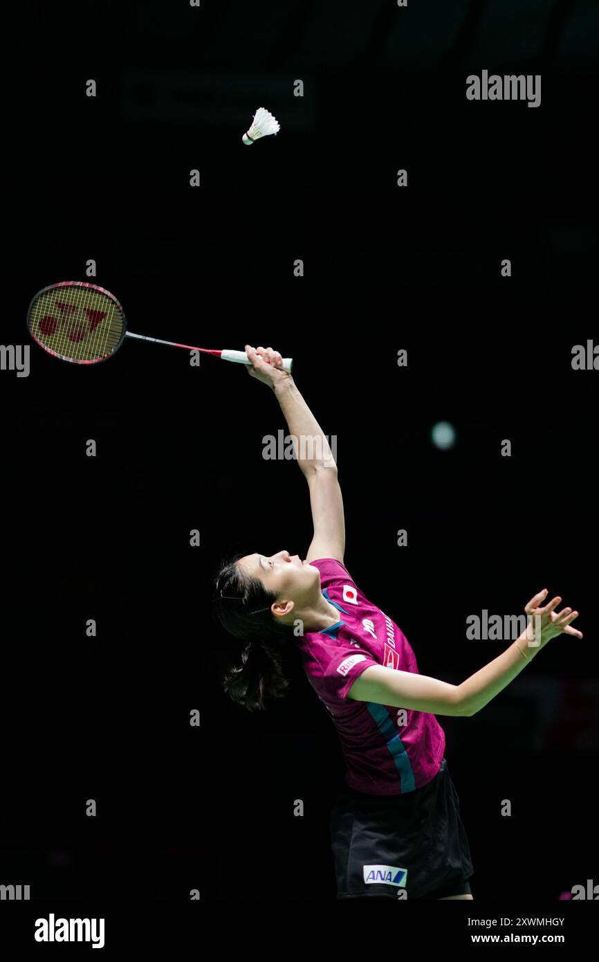 Yokohama, Japan. 20th Aug, 2024. Ohori Aya of Japan hits a return to Pai Yu Po of Chinese Taipei ...