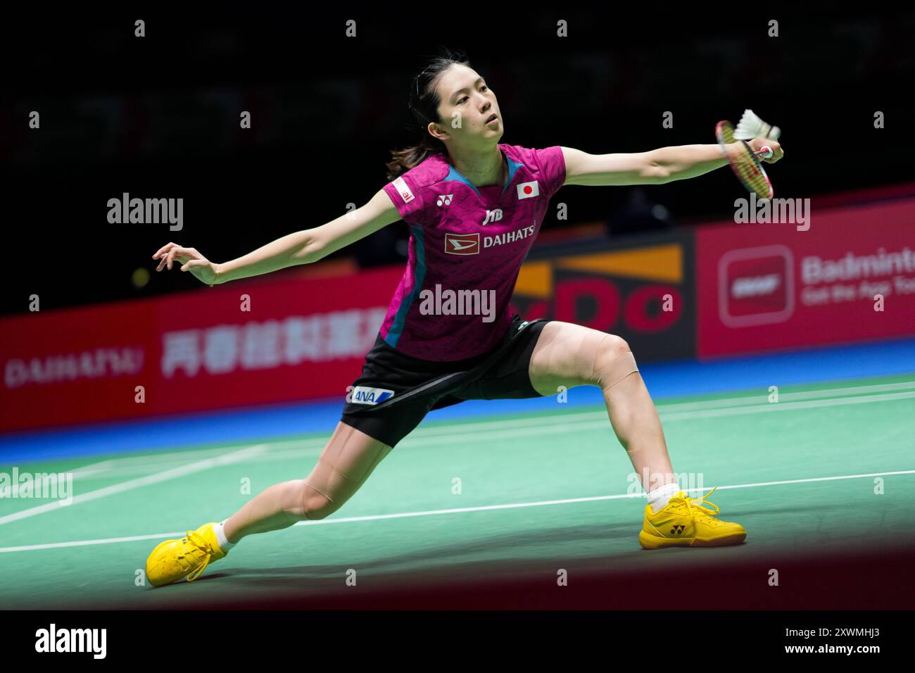 Yokohama, Japan. 20th Aug, 2024. Ohori Aya of Japan hits a return to Pai Yu Po of Chinese Taipei ...