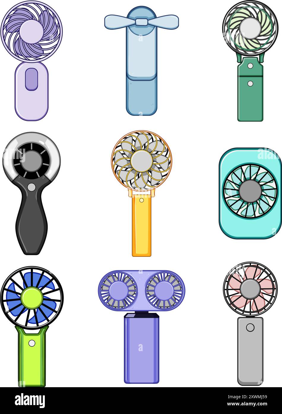 hand electric fan set cartoon vector illustration Stock Vector Image ...