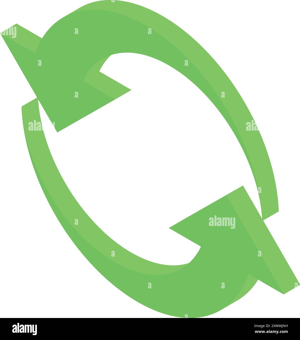 3d illustration of two green arrows forming a circle and rotating ...