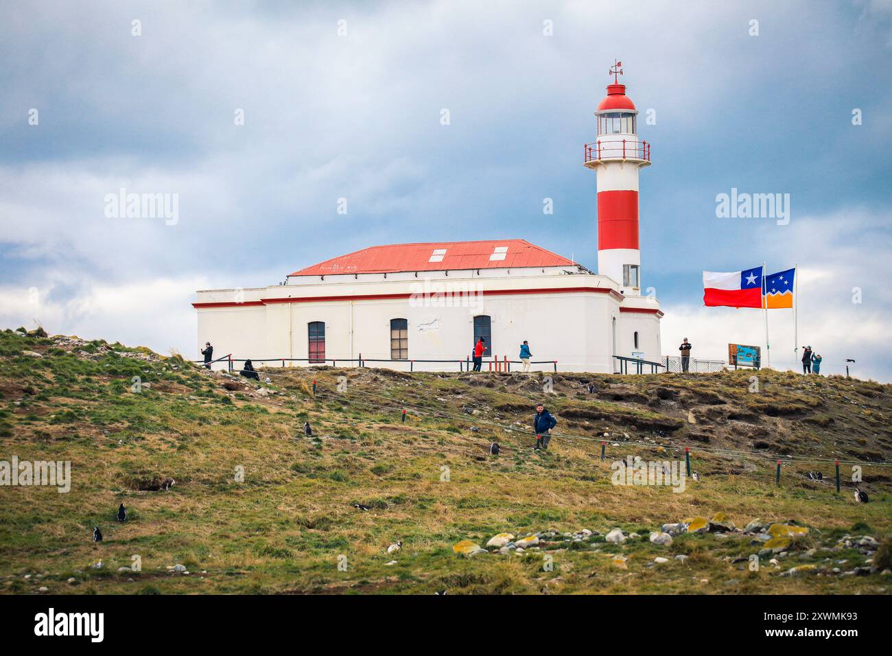 Lighthouse building on the Magdalena island near Punta Arenas, Chile ...
