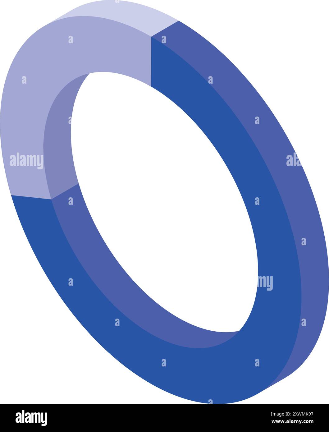 Blue pie chart is representing business results with an isometric style ...