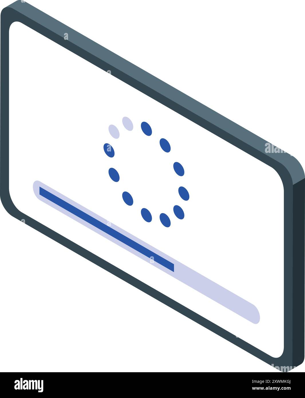 Isometric smartphone with loading bar and spinning circle animation on its screen Stock Vector ...