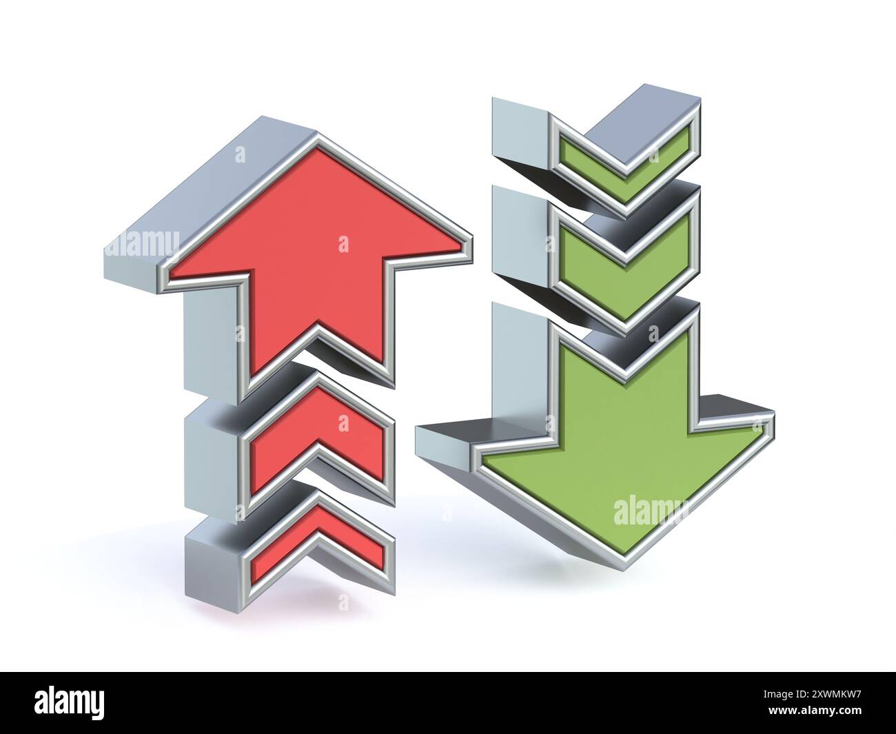 Upload download arrows 3D rendering illustration isolated on white background Stock Photo - Alamy