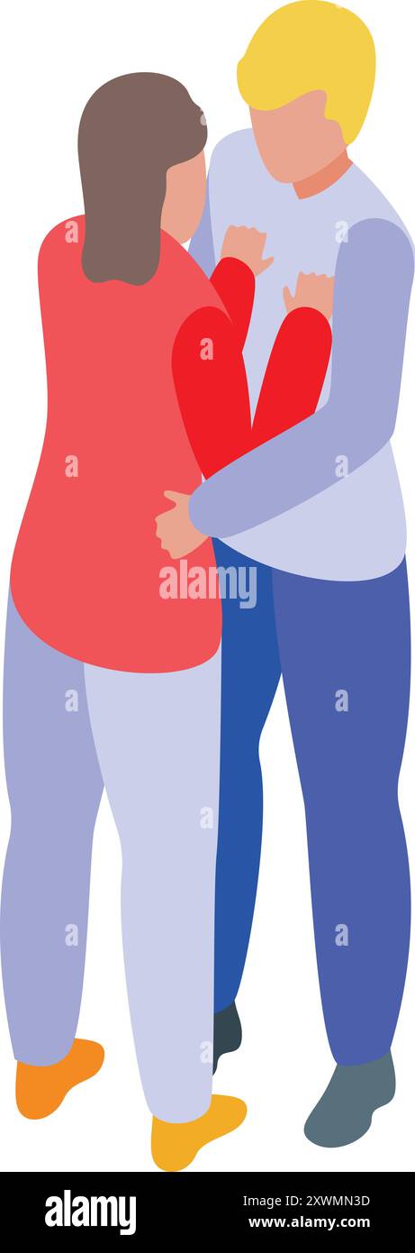 Young man comforting sad woman by hugging her in isometric view Stock Vector Image & Art - Alamy