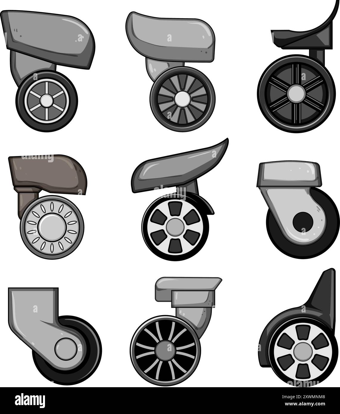 luggage wheels set cartoon vector illustration Stock Vector Image & Art ...