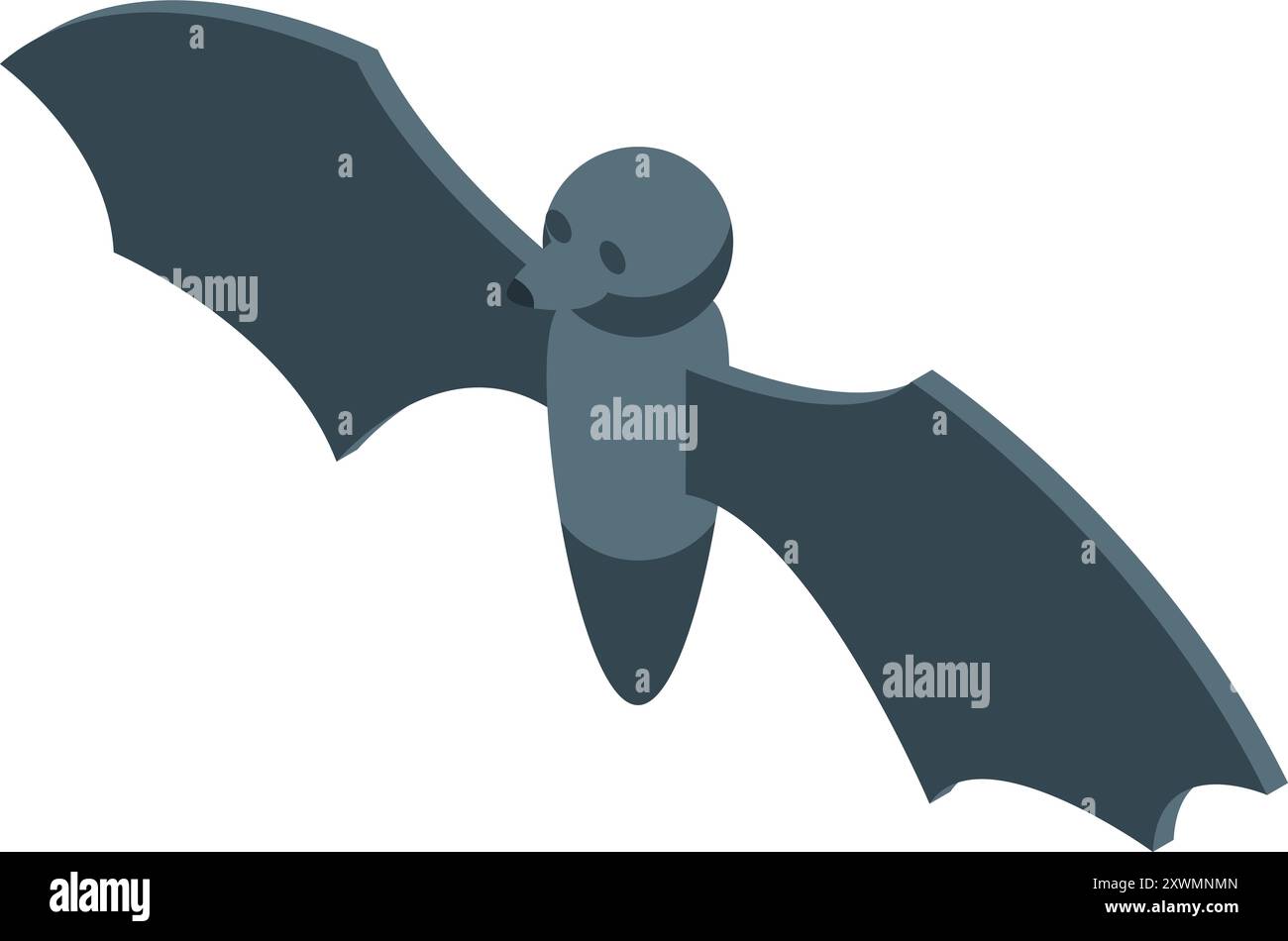 Stylized isometric illustration of a bat spreading its wings Stock ...