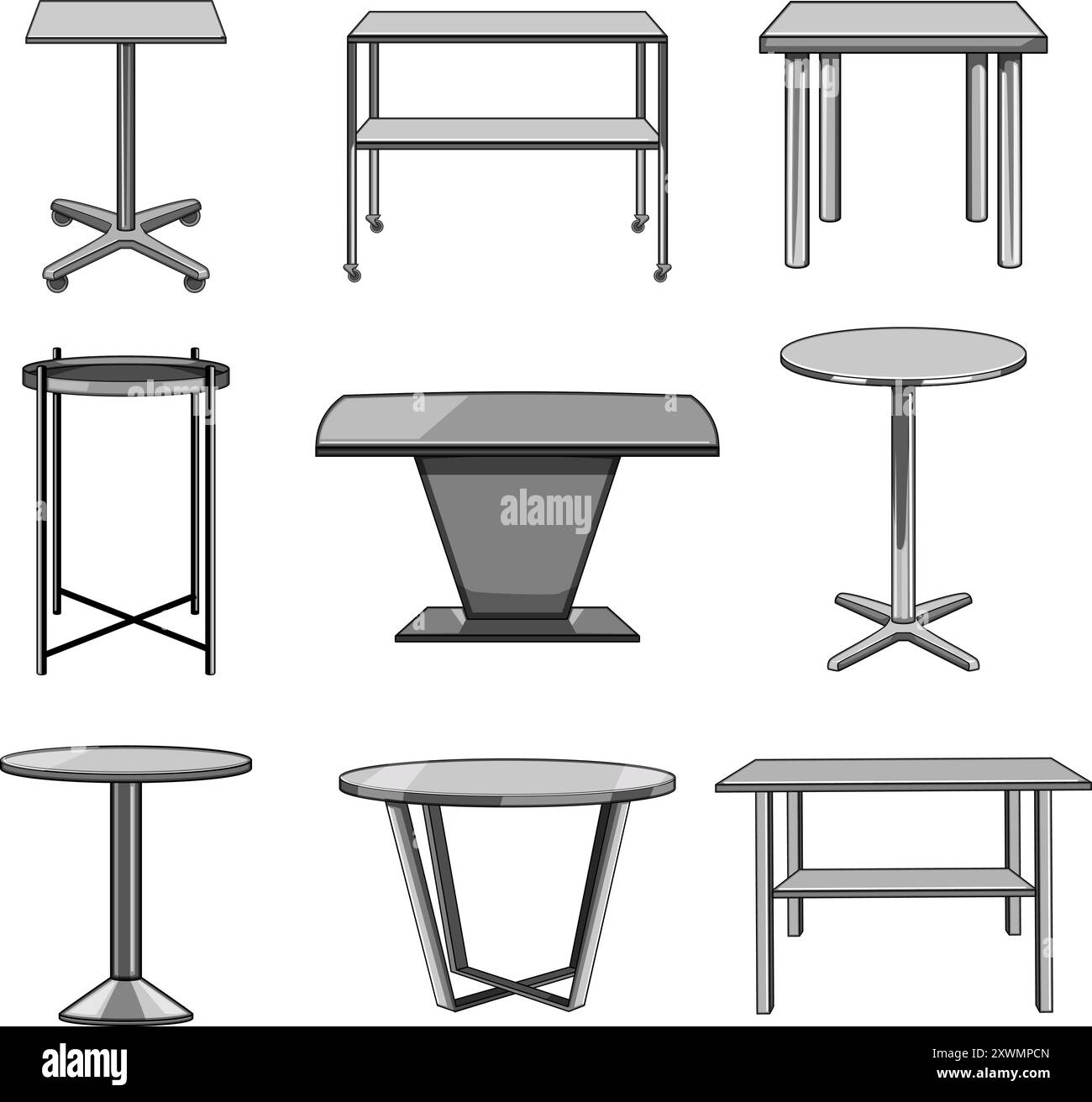 metal table set cartoon vector illustration Stock Vector Image & Art ...
