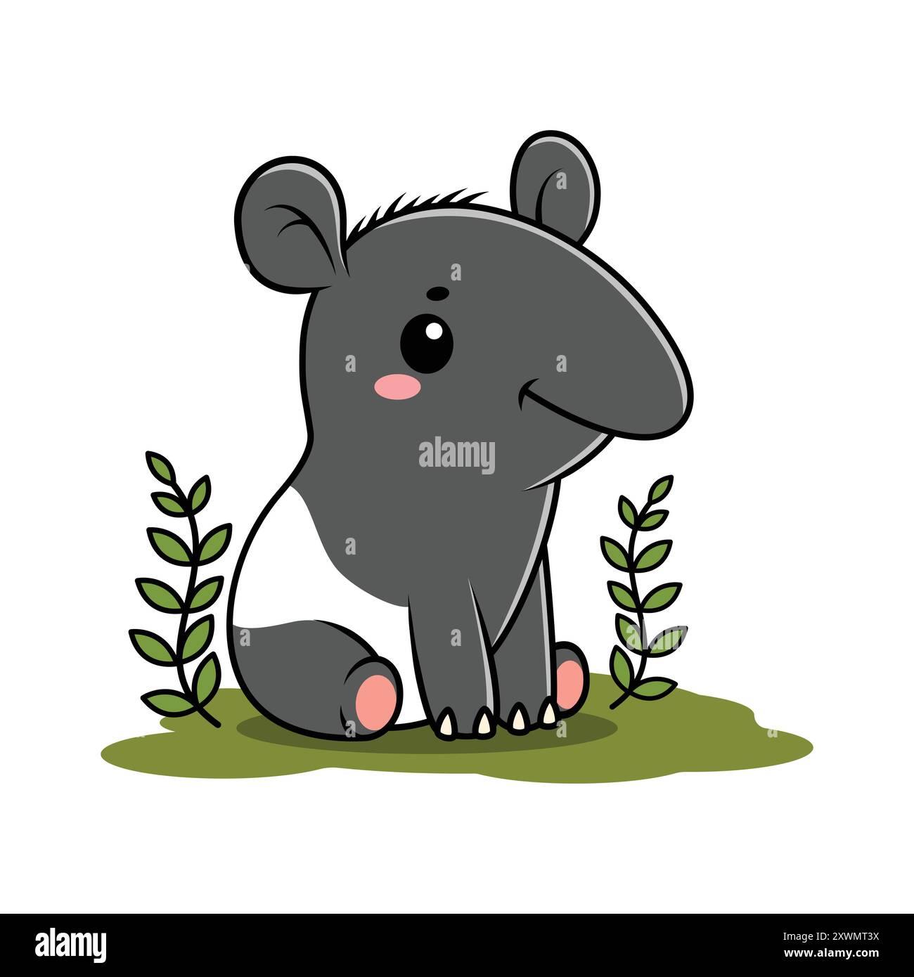 Cute And Kawaii Tapir Cartoon Character Stock Vector Image & Art - Alamy