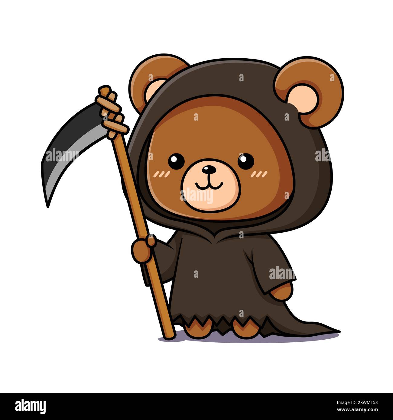 Cute Teddy Bear Grim Reaper Cartoon Character Stock Vector Image & Art ...