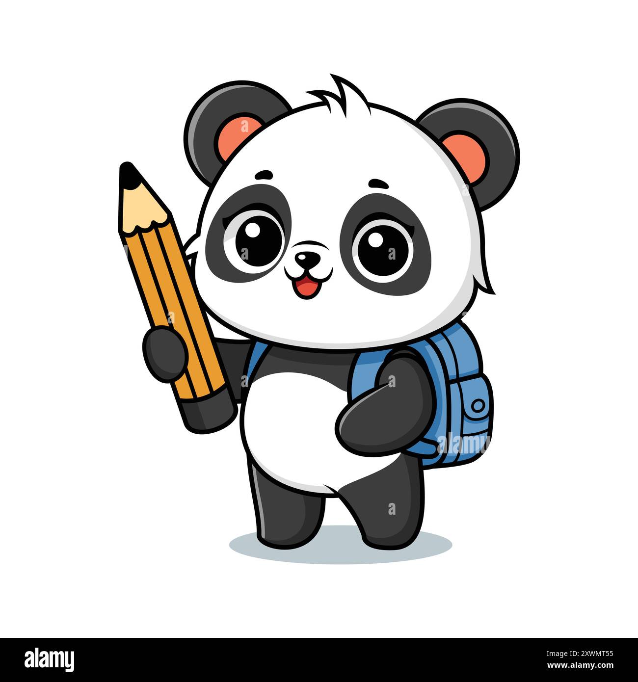 Cute Panda Cartoon Character Holding Pencil Stock Vector Image & Art ...