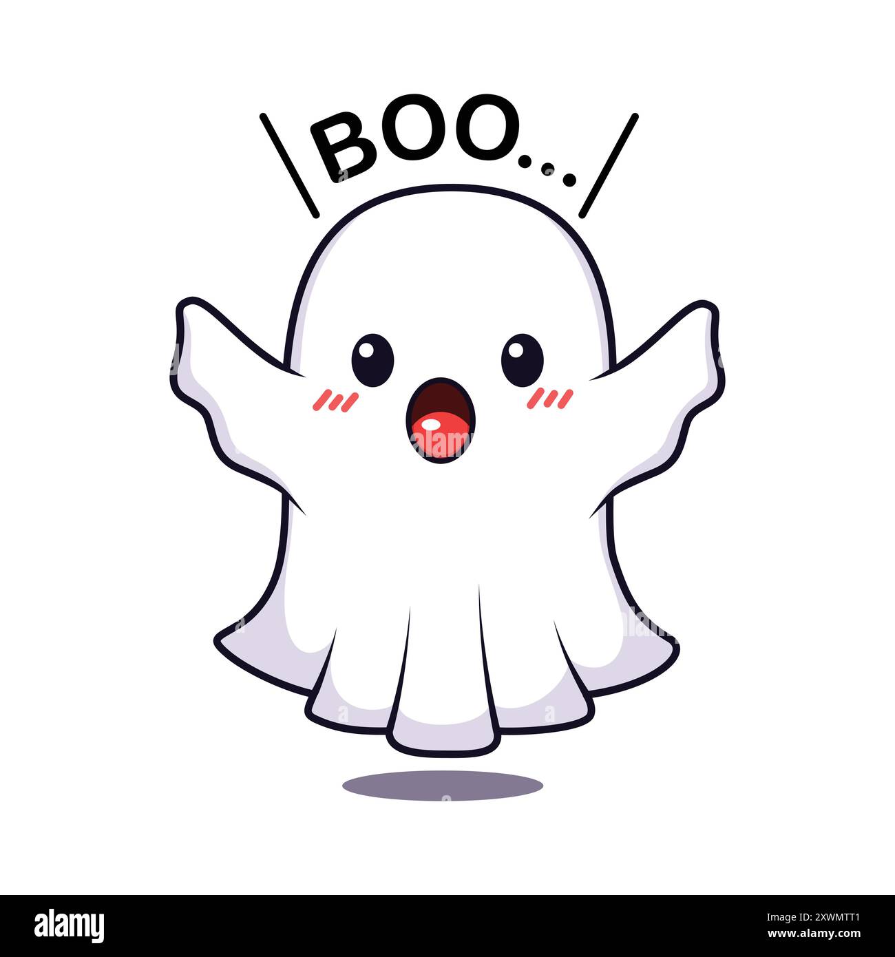 Cute Halloween Ghost Cartoon Character Surprising Stock Vector Image ...