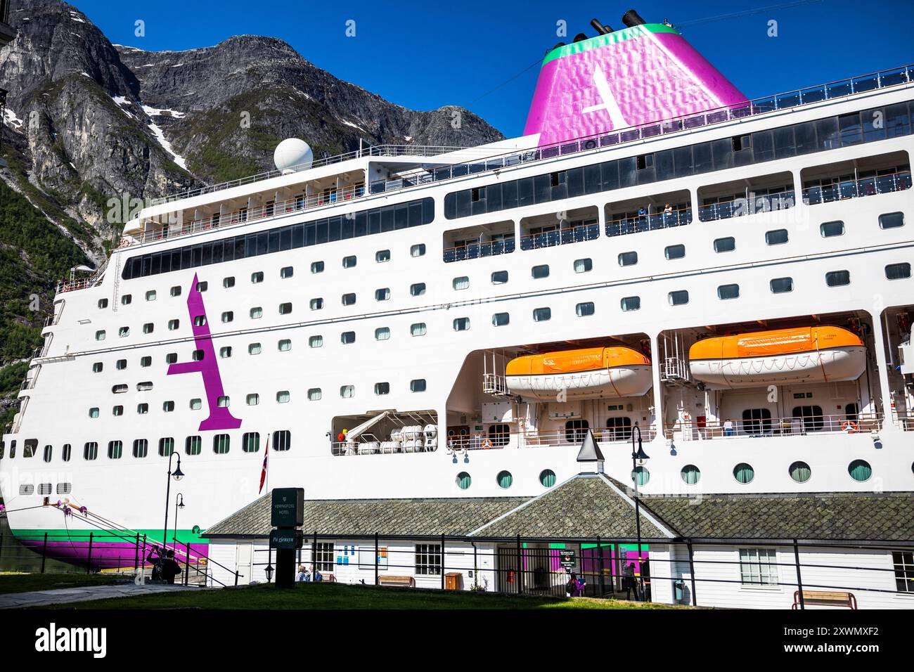 Cruise ship Ambition, owned by Ambassador cruises, moored in Norway ...